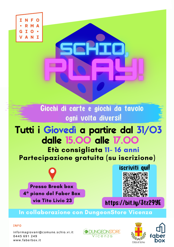 Schio, Play! Laboratorio di giochi da tavolo al Faber Box ...