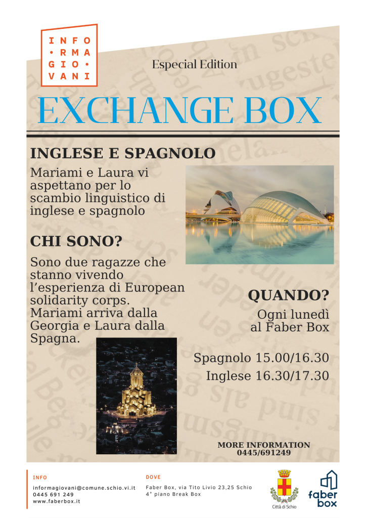 Exchange box - inglese e spagnolo - Informagiovani Schio